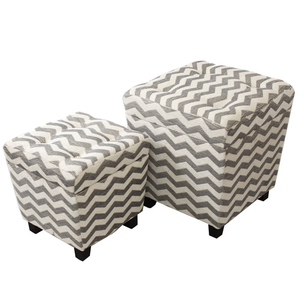 Urban Designs Square Chevron Fabric Storage Trunk Ottoman - Set of 2 ...